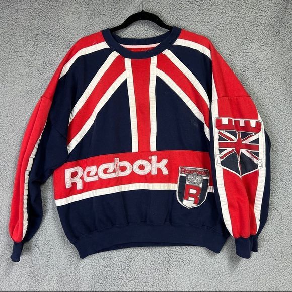 Reebok | Sweaters | Vintagereebok Sweater Adult Large British Flag Rare ...